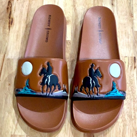 Rowdy Crowd Clothing | Shoes | Browncowboy Slide Sandalsnew In Bag ...